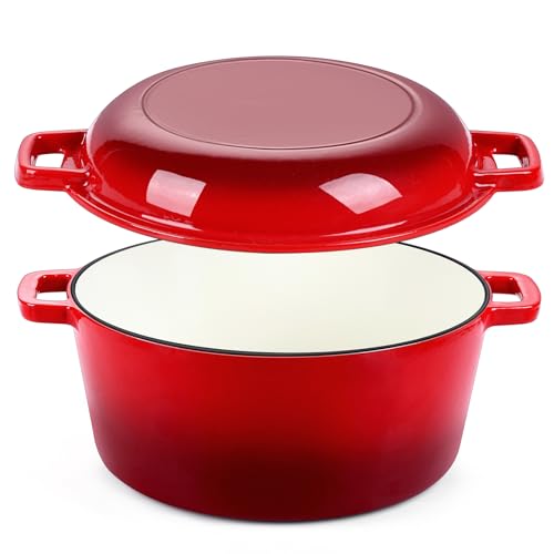 Snapklik.com : Red Enameled Dutch Oven Pot For Bread Baking, P&P CHEF 2 ...