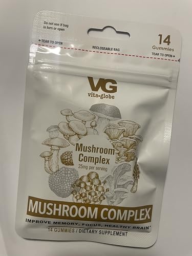 Vita Globe Mushroom Complex 25mg Gummy - Immune Defense, Energy, Brain ...