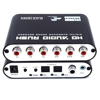 BLACK CROWN 5.1 CH Audio Decoder SPDIF Coaxial To RCA DTS AC3 Digital ...