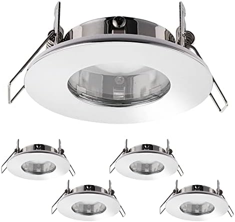 MiniSun Pack of 4 Fire Rated Bathroom/Shower IP65 Polished Chrome Domed ...
