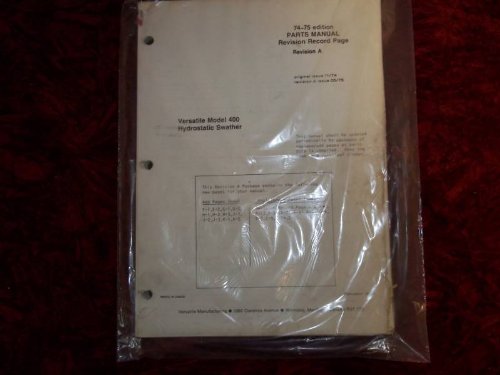 Versatile Model 400 Hydrostatic Swather OEM Parts Manual: Versatile ...
