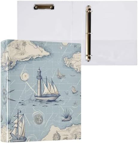 Amazon.com : Kigai 3 Ring Binder, Nautical Map Three Ring Binder for ...