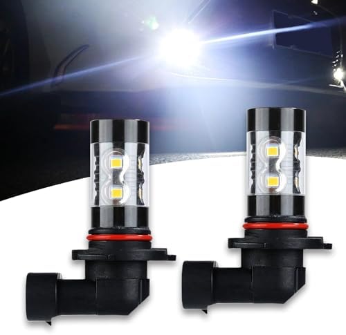 Amazon.com: Tesnaao 2 PCS H10 Car LED Fog Light, 9145 10SMD 50W 6000K ...