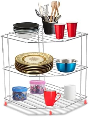 Cri8Hub Stainless-Steel Corner-Rack For Kitchen,Multi-Tier Kitchen ...