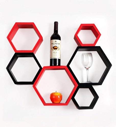 Buy Sooq Veritas Hexagon Wall Shelves for Living Room Floating Shelf ...