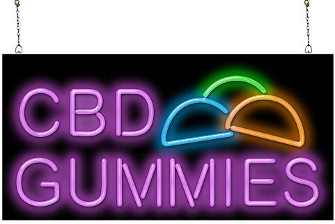 Amazon.com : CBD Gummies Neon Sign - Large Size - 32" wide x 16" high ...