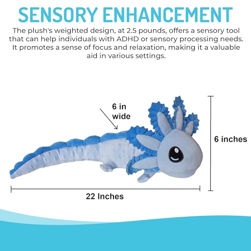 Snapklik.com : SENSORY4U Axolotl Weighted Plush Stuffed Animal Blue