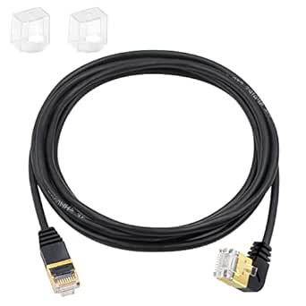 Duttek Cat8 90 Degree Ethernet Adapter Cable 6.6FT, 40Gbps Extreme Thin ...
