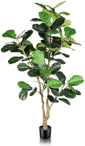 Amazon.com: ASTIDY Fiddle Leaf Fig Tree Artificial 5FT - Faux Fiddle ...
