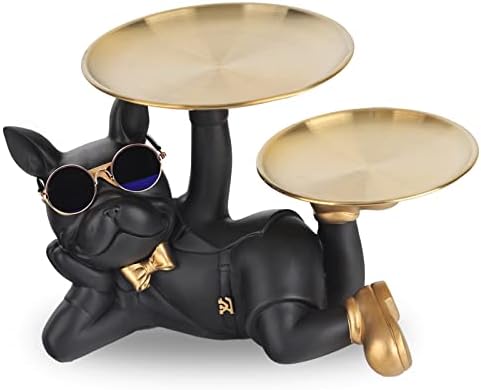Amazon.com: oliruim Bulldog Butler Statue with Tray French Bulldog ...