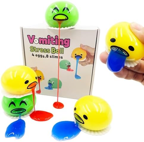 Amazon.com: 4-Pack Vomiting Puking Egg Stress Balls, Fidget Toys Slime ...