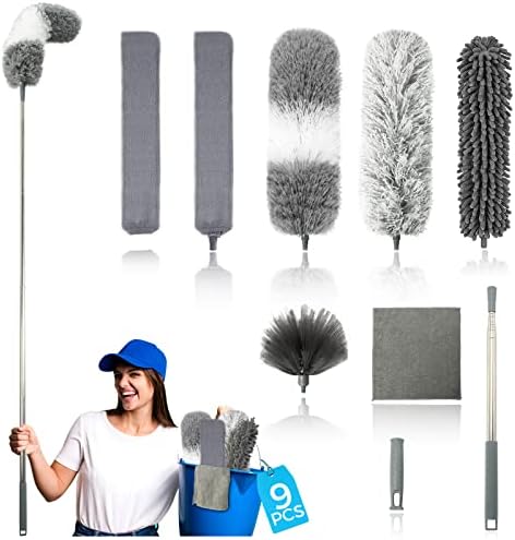 Amazon.com: 4 Pcs Dusters for Cleaning, 2 in 1 Microfiber Dusters and ...