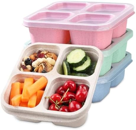 Toivize 4 Pack Snack Boxes, Reusable Bento Lunch Boxes with 4 ...