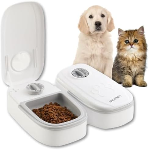 Automatic Cat Feeder with 48H Timer- 2 Meal Cat Food Dispenser for Wet ...