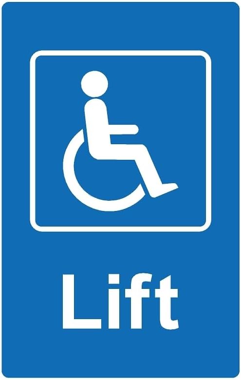 Disabled lift safety sign - Self adhesive sticker (200mm x 150mm ...