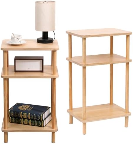 Amazon.com: LUCKNOCK Solid Wood Side Table, 2-Tier Small End Table with ...