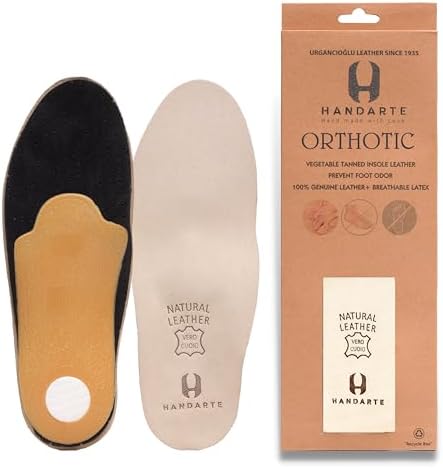 Amazon.com: HANDARTE Genuine Leather Orthotic Insoles for Flat Foot ...