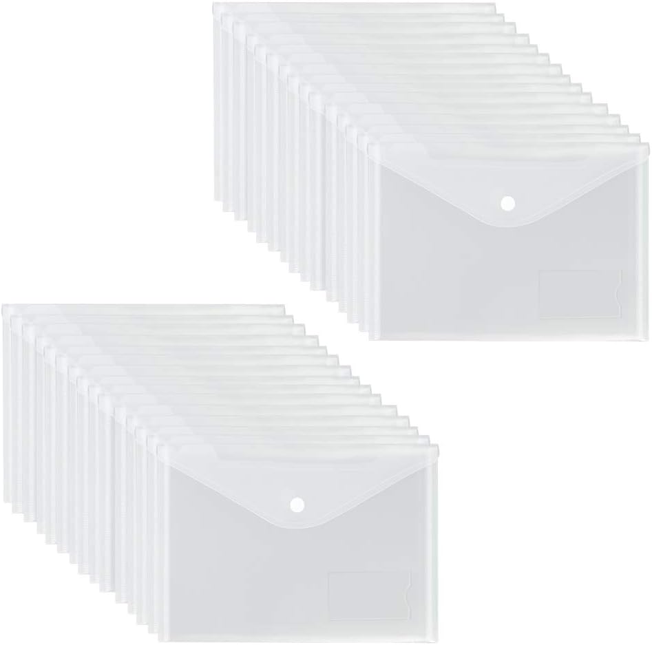 A5 Plastic Wallets Clear (30Pack)- Plastic Folders Popper Wallet ...