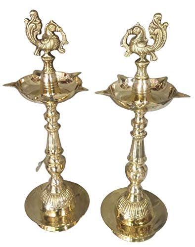 Buy Shivhomeworld Pooja Brass Peacock Mahabharat Traditional Samai Diya ...