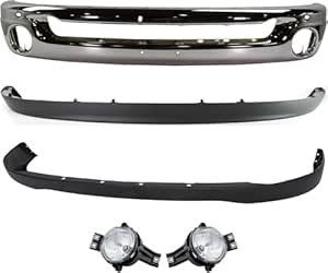 Amazon.com: KITS ZONE Front Bumper Chrome Steel + Upper Cover + Lower ...