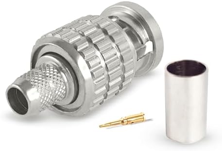 MX BNC Male Connector Crimp Type for RG6 RG58 RG142 Coaxial Cable Gold ...