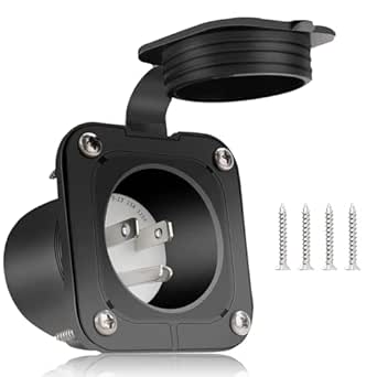 Amazon.com: 15 Amp Flanged Inlet 125V, RVpligo Waterproof NEMA 5-15P RV ...