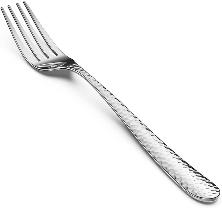 Amazon.com: Hammered Salad Forks Set of 8, Stainless Steel Flatware ...