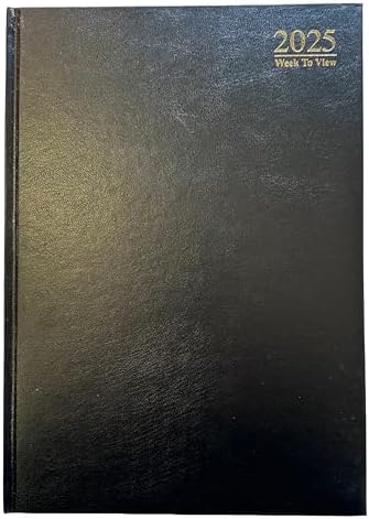 2025 Diary A4 Week to View - Black : Amazon.co.uk: Stationery & Office ...