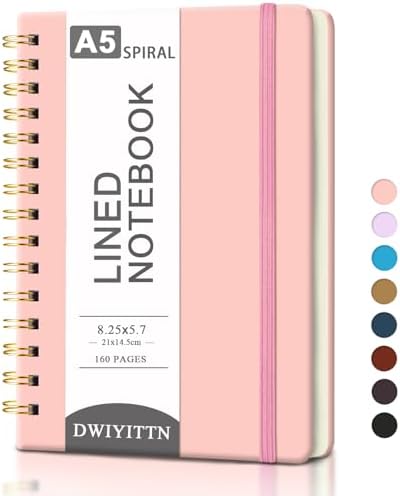 A5 Spiral Notebook, 160 Lined Spiral Journal 8.27"x5.7" Hardcover ...