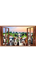 Amazon.com: Funny Cow Wall Stickers 3D Cow Window Wall Decals Peel and ...