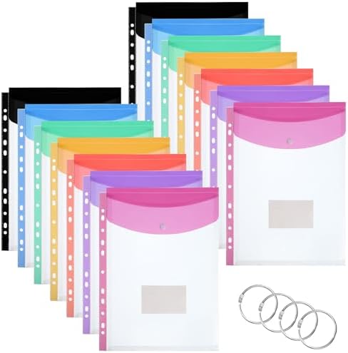 Plastic Wallets A4 Punched Pockets, 14 Pack Expandable Folders Document ...