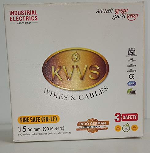 Buy KVVS FIRE SAFE- FR-LF PVC Insulated 1.5 sq mm Single Core Flexible Copper Wires and Cables ...