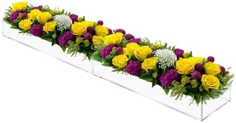 Amazon.com: 24'' Acrylic Flower Vase Rectangular with Holes Long Low ...