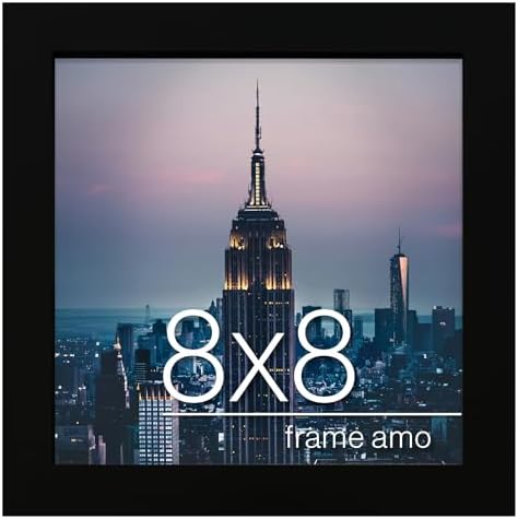 Amazon.com - Frame Amo 8x8 Black Modern Picture Frame, 1 inch Border ...