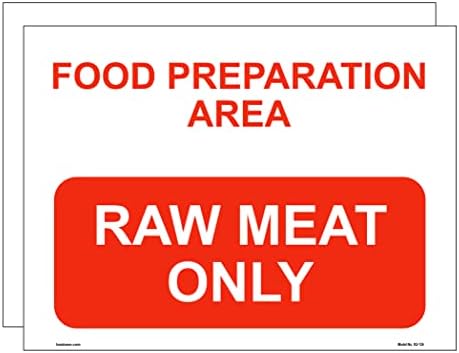 Haobase 2 Pcs Food Preparation Area Raw Meat Only Sign Stickers - Self ...
