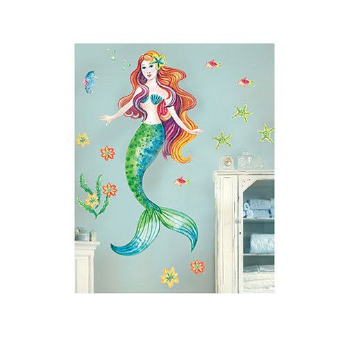 Amazon.com: Mermaid Wallies Peel & Stick Vinyl Wall Mural : Tools ...