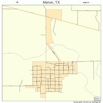 Large Street & Road Map of Melvin, Texas TX - Printed poster size wall ...