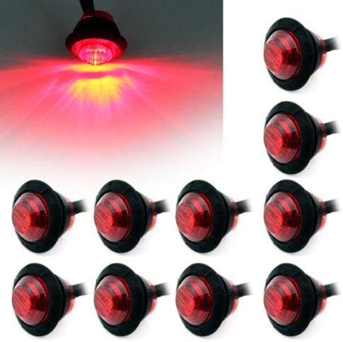 Ricoy 3/4" Round Red LED Front Rear Side Marker Indicators Light ...