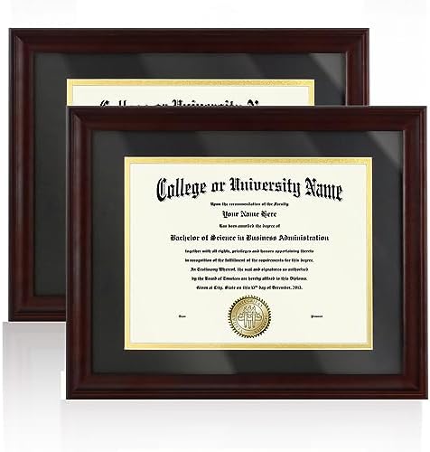 Diploma Frame 8.5x11 with Black Over Gold Mat or 11x14 Diploma ...
