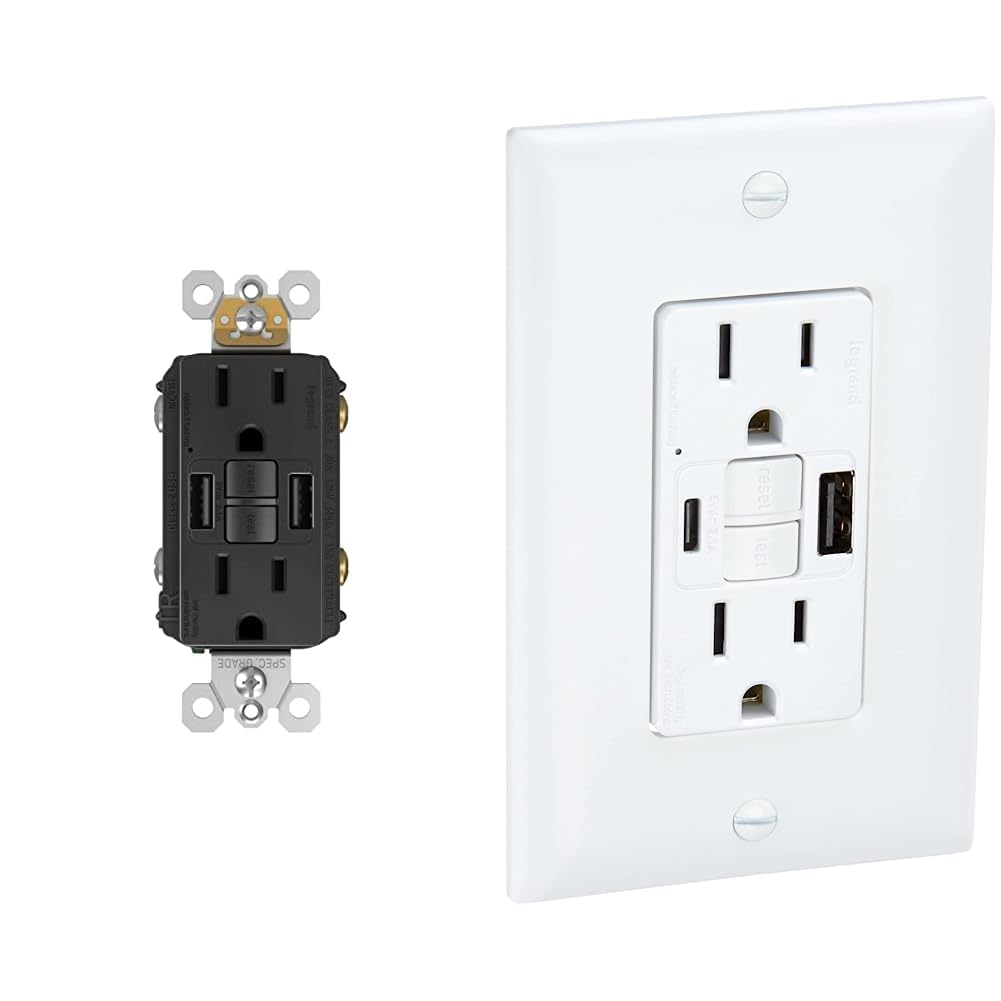 Legrand Radiant® USB GFCI Outlet with USB Ports, Tamper-Resistant, Self ...