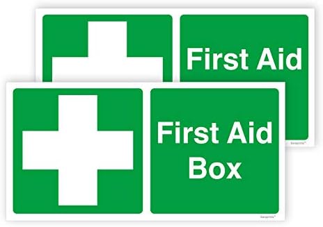 Pack of 2 First Aid Box Stickers,90mm, Self-Adhesive Vinyl Sticker ...