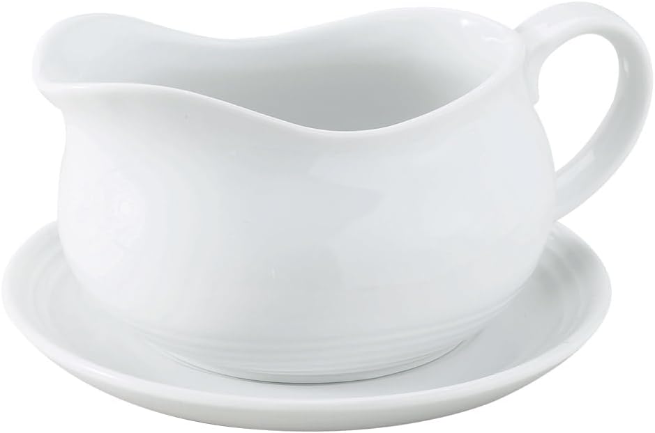 Amazon.com: HIC Kitchen Hotel Gravy Sauce Boat with Saucer Stand, Fine ...