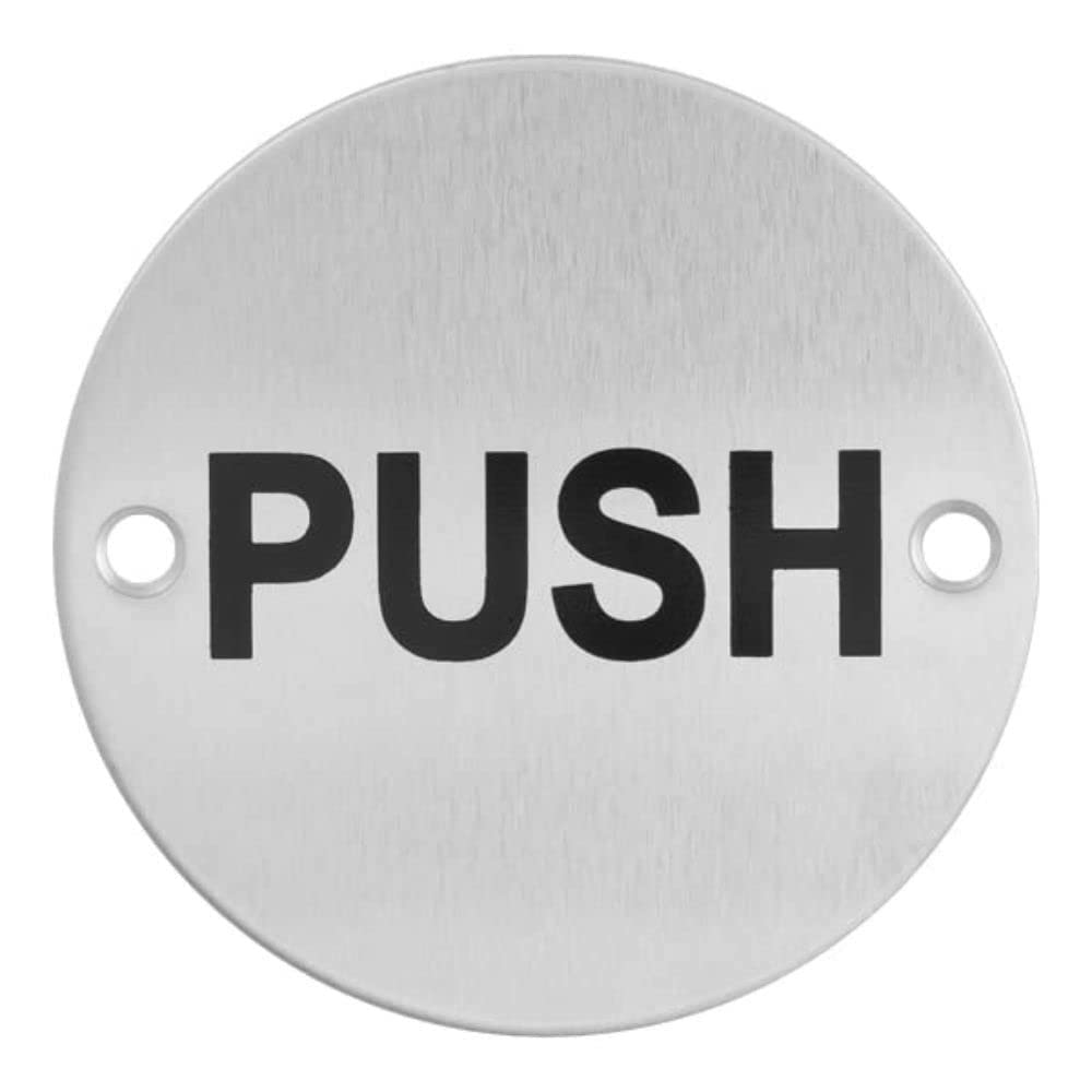 V Safety Fire door 'PUSH' Sign, Stainless Steel, 76mm, Safety Sign with ...