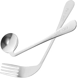 Amazon.com: Angled Fork Spoon Adaptive Utensils Self Eating Utensils ...