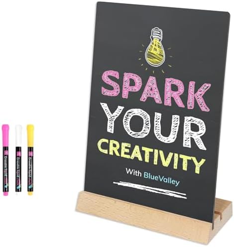 Small Tabletop Chalkboard Sign Menu Chalkboard with Wood Base, 8.5 x 11 ...