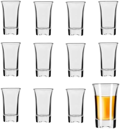 Tequila Shot Glass Set of 12 - 50ml Clear Whiskey Shot Glasses With ...