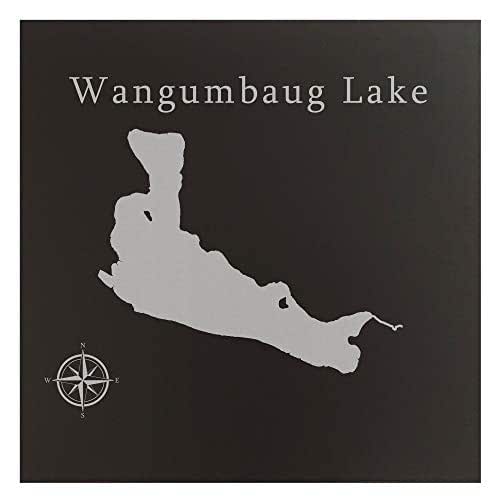 Amazon.com: Wangumbaug Lake Map 12x12" Black Metal Wall Art Office ...