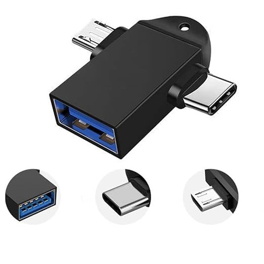 SKT 2 in 1 (Black) OTG Adapter Micro USB+USB Type C to USB Female ...