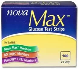 Amazon.com: Nova Max Tiras reactivas de glucosa, caja de 100 : Salud y ...