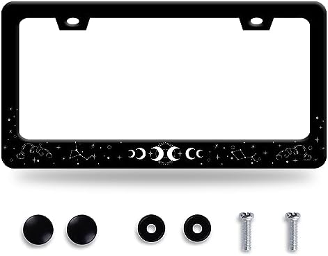 Amazon.com: Moon Stars License Plate Frame Colorful Galaxy Moon Phase ...